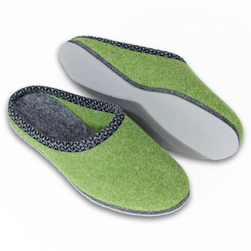 Boiled Wool Felt Slippers Lime Green | Shop at Pantoffelmann
